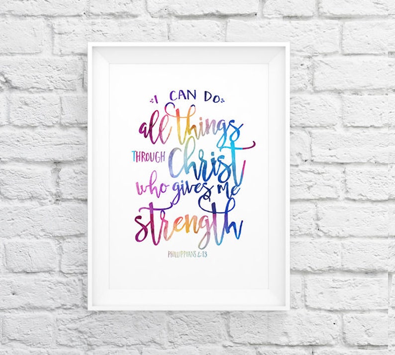 Bible Verse Art Phil 4v13 I Can Do All Things Rainbow - Etsy