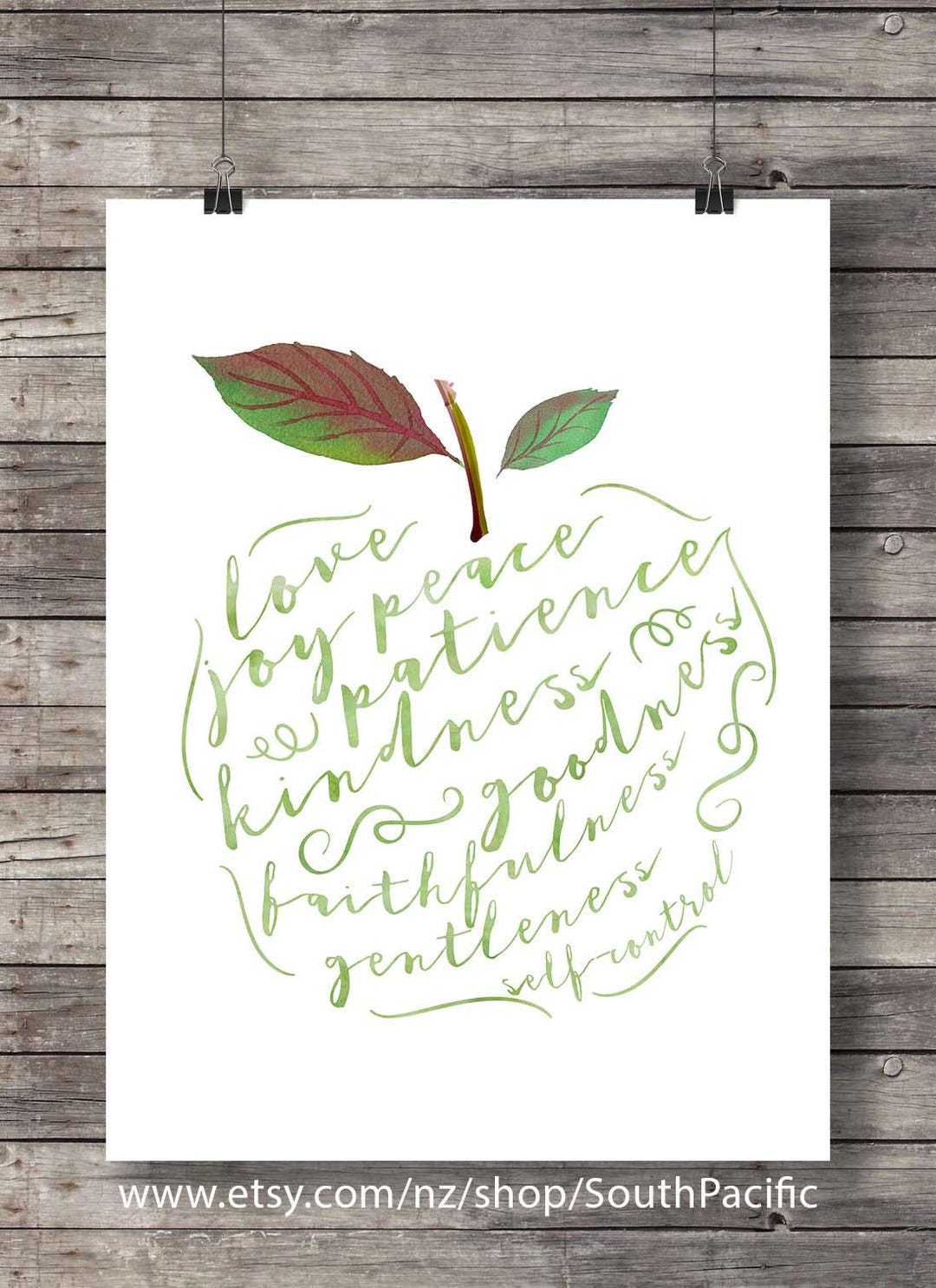 Fruit of the Spirit Bible Verse Galatians 5v22 Apple Watercolor ...