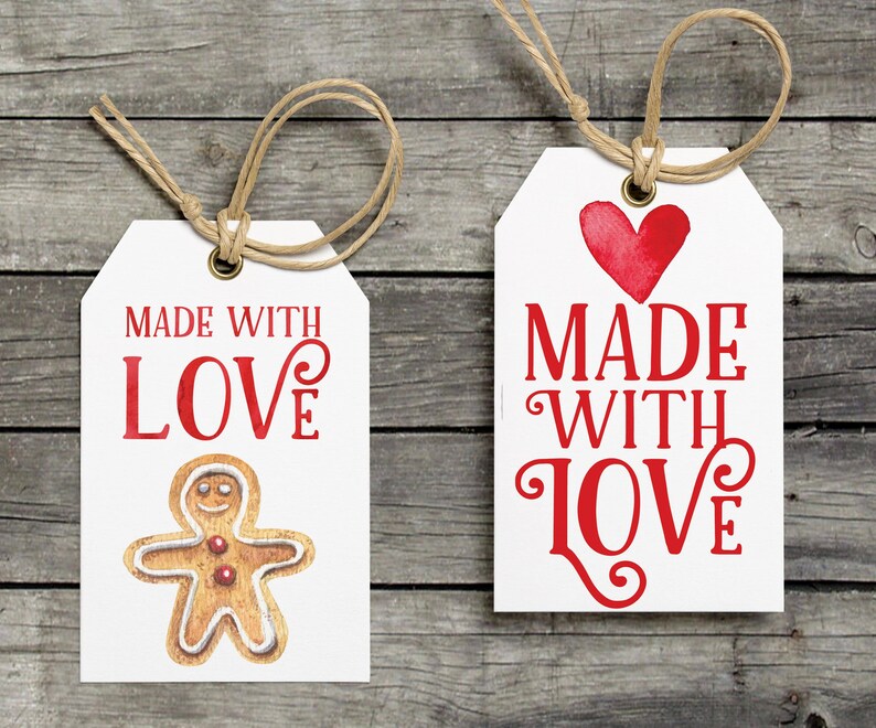Made With Love Watercolor Printable Gift Tags Holiday - Etsy