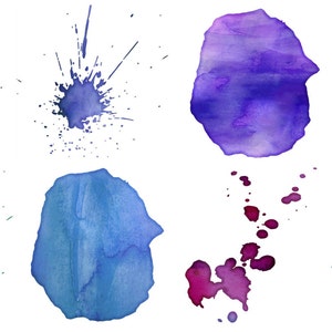 Digital Clip Art Watercolor Splotches Drips Rainbow Multi Color High ...