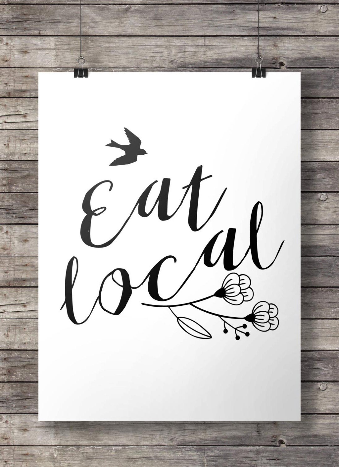 Eat local calligraphy lettering typography Printable | Etsy