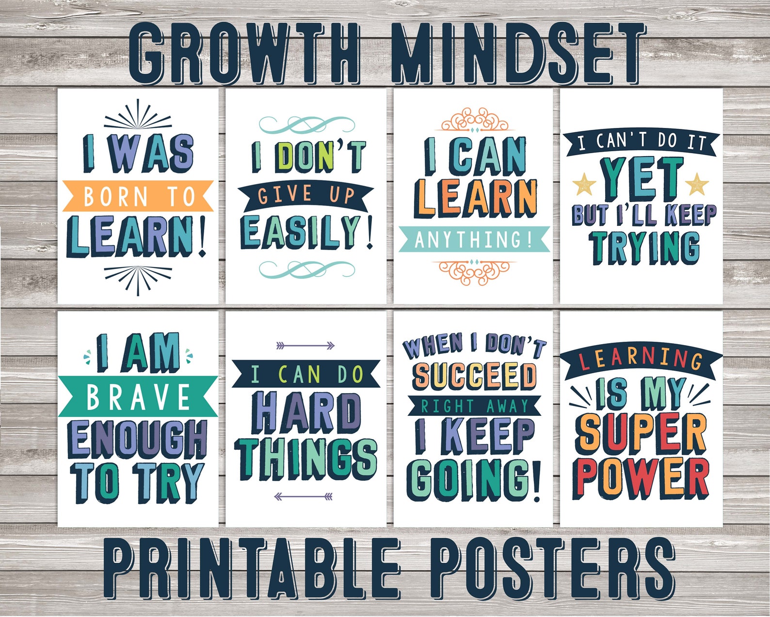 Set of 8 Growth Mindset Classroom Printable Posters - Etsy