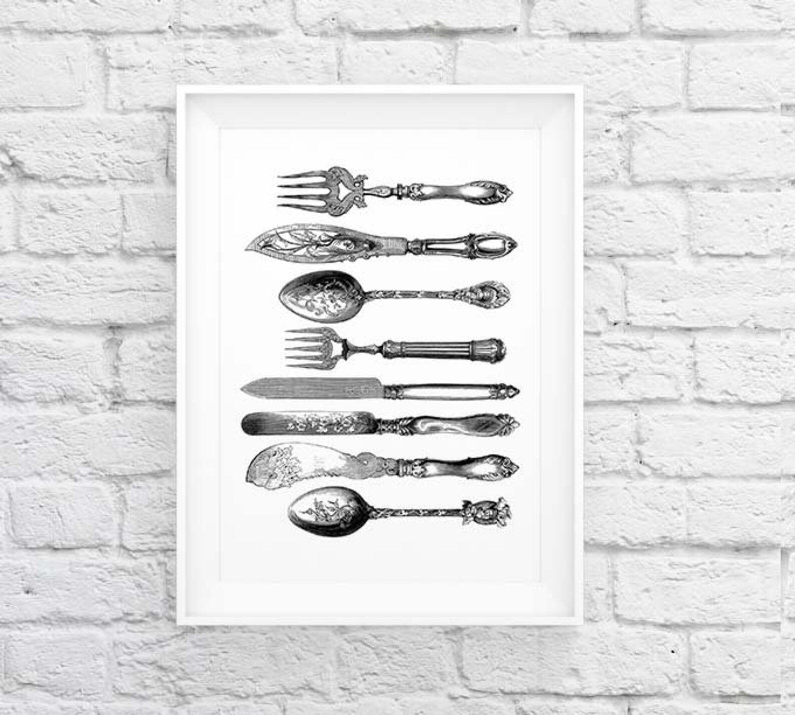 Silverware Vintage Art Print. Printable Art Vintage Kitchen. - Etsy