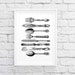 Silverware Vintage Art Print. Printable Art Vintage Kitchen. Antique ...
