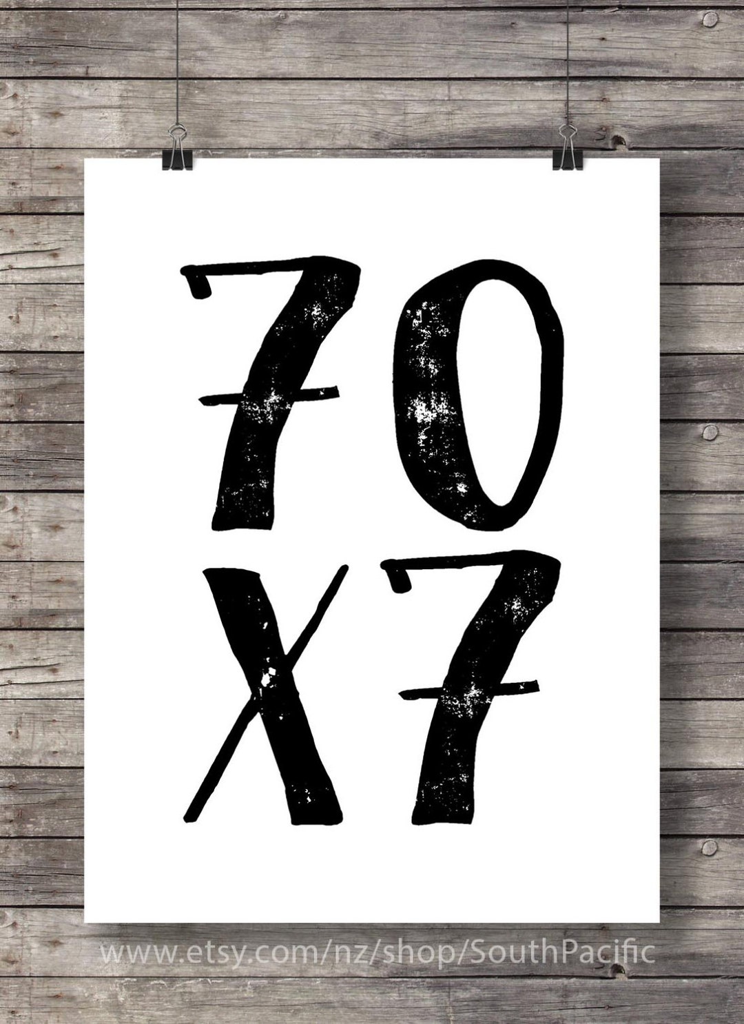 Seventy Times Seven. Forgiveness Scripture Print Matthew 18:22 ...