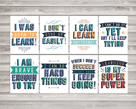 Set of 8 Growth Mindset Classroom Printable Posters - Etsy