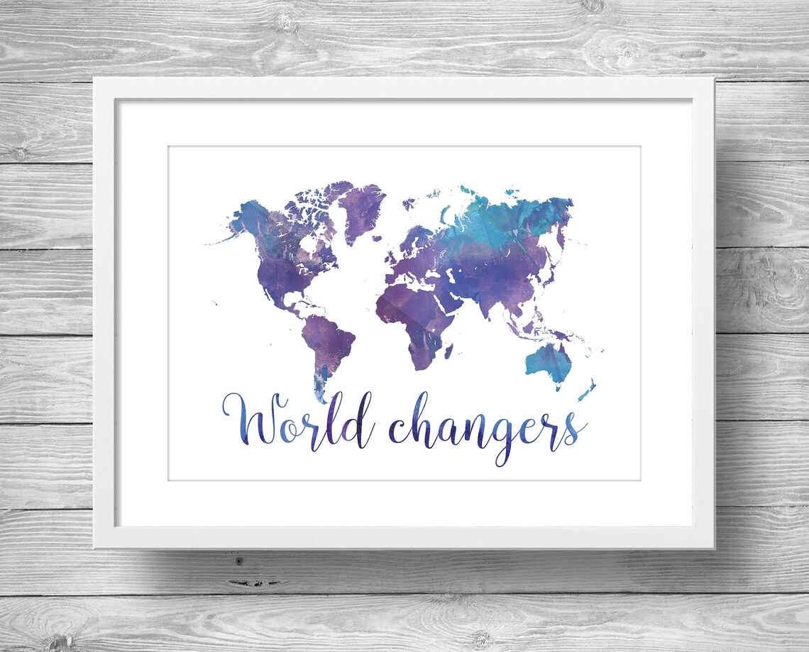 Watercolor World map World changer Watercolor Geography | Etsy