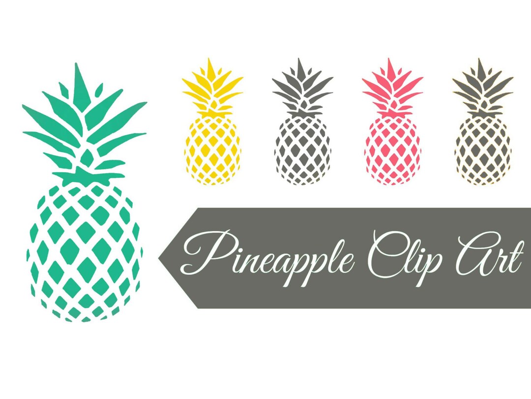 Pineapple Digital Clip Art Pineapples Pink Aqua Yellow Grey Pineapple ...