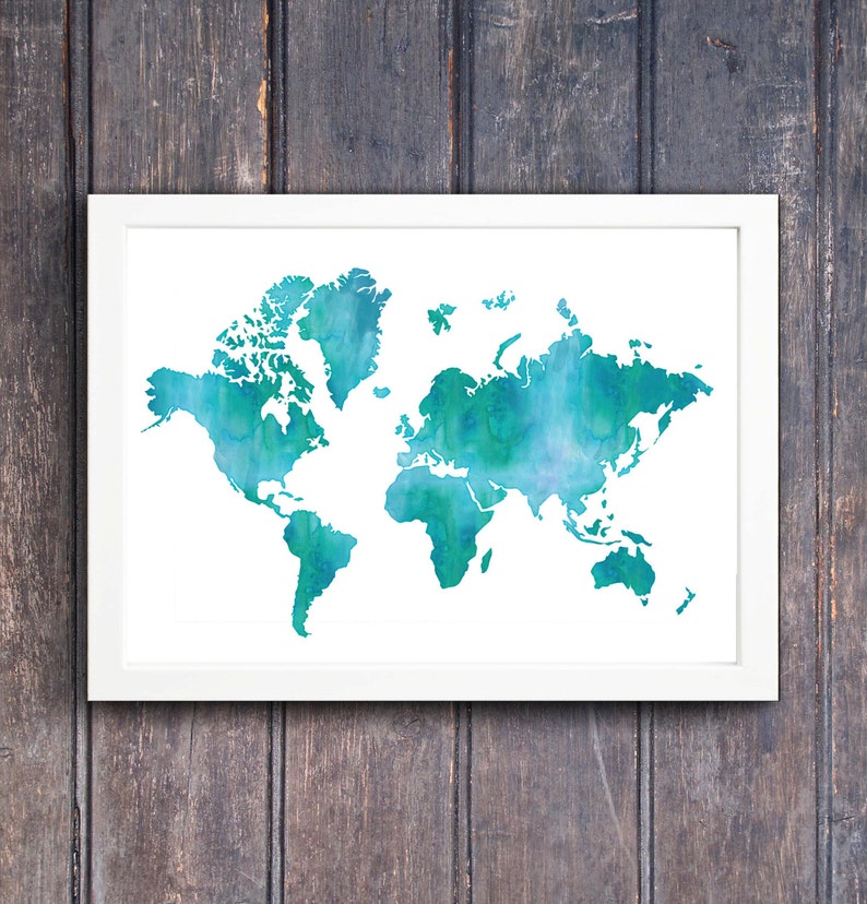 World map Printable art Watercolor world map What a | Etsy