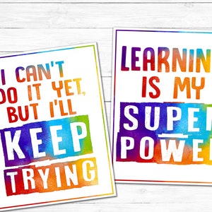 Set of 8 Growth Mindset, Classroom PRINTABLE Posters, Rainbow ...