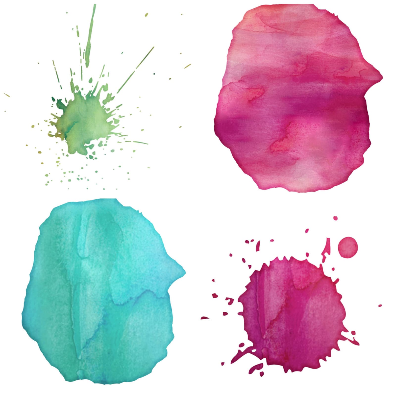 Digital clip art Watercolor splotches drips rainbow multi | Etsy