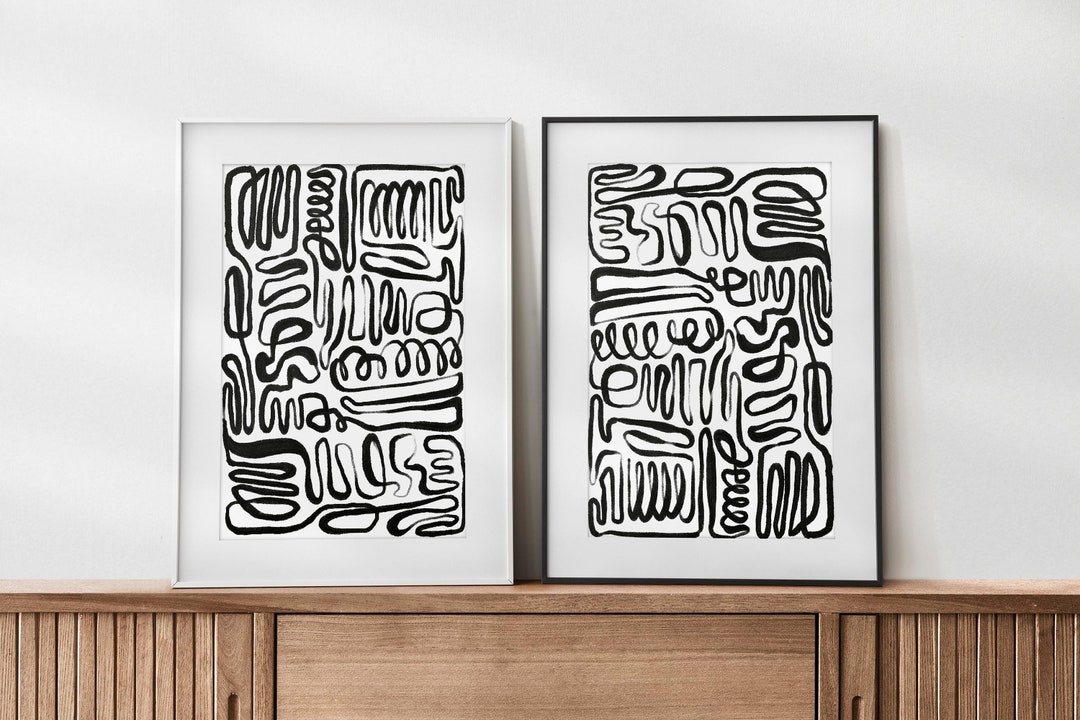 Abstract Line Art Print, Printable Art, Set of 2 | Abstract Ink ...