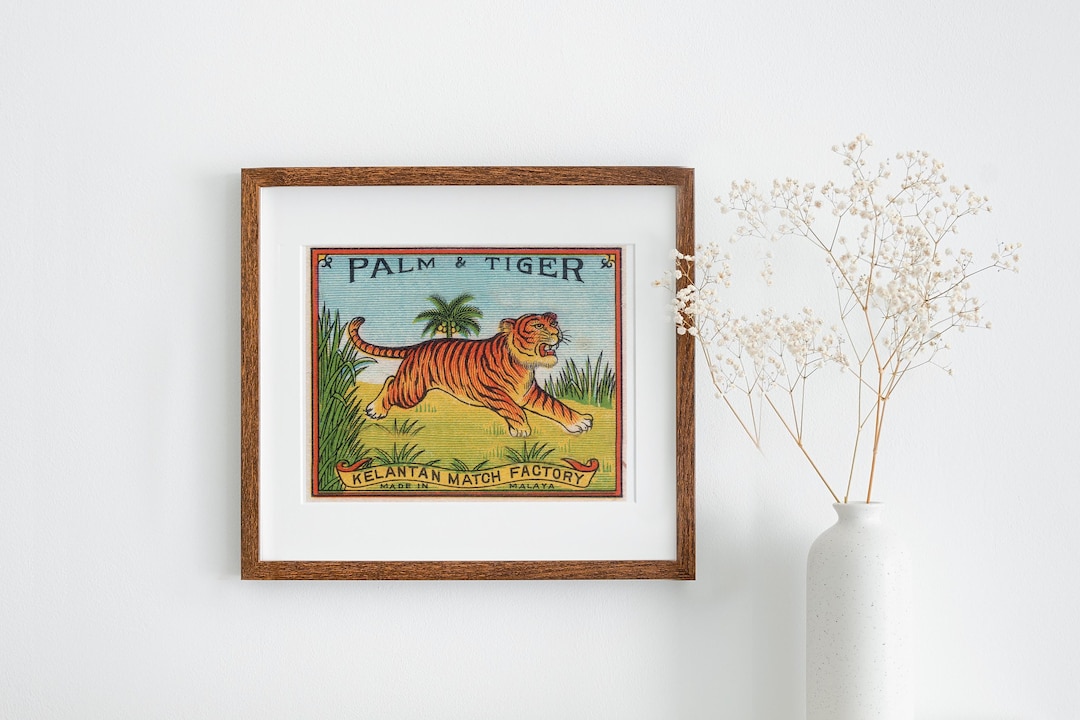 Vintage "palm and Tiger' Matchbox Graphic Art | Vintage Matchbook Label ...