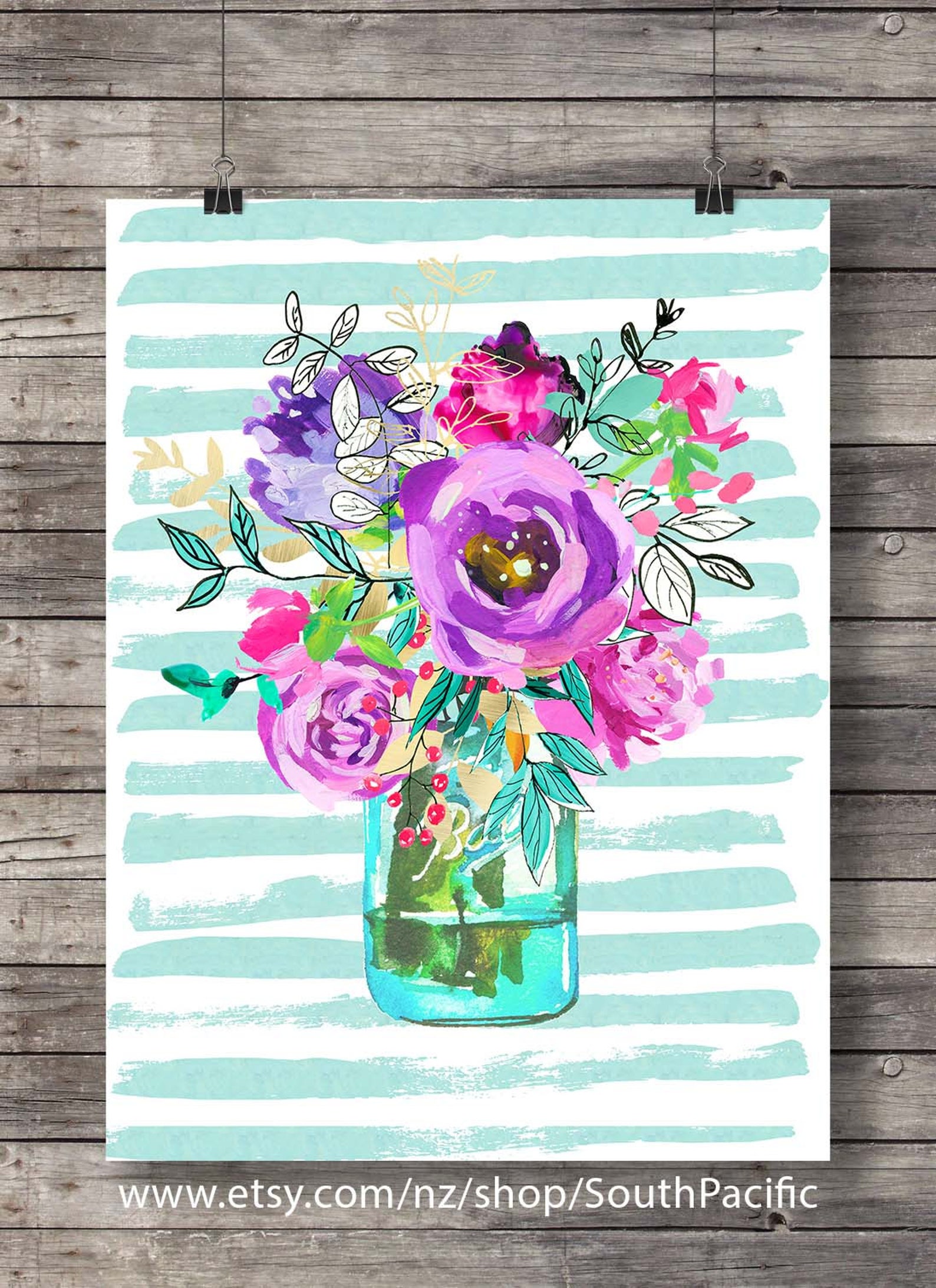 Spring Watercolor flowers Printable art | Etsy