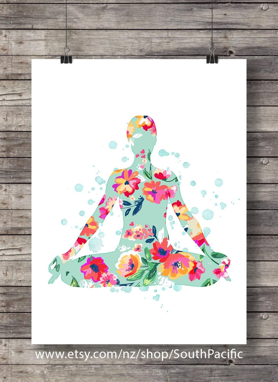 Yoga Art Print Floral Yoga Pose Printable Art Gift for Her Yoga ...