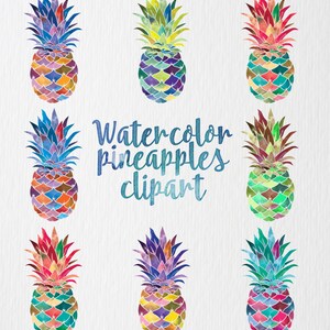 Pineapple Digital Clip Art Watercolor Pineapples Set of 8 Pineapple ...