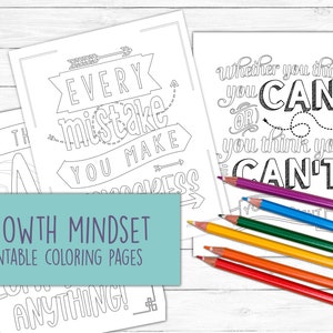 Set of 10 Growth Mindset Coloring Pages, PRINTABLE Mindset Resources ...