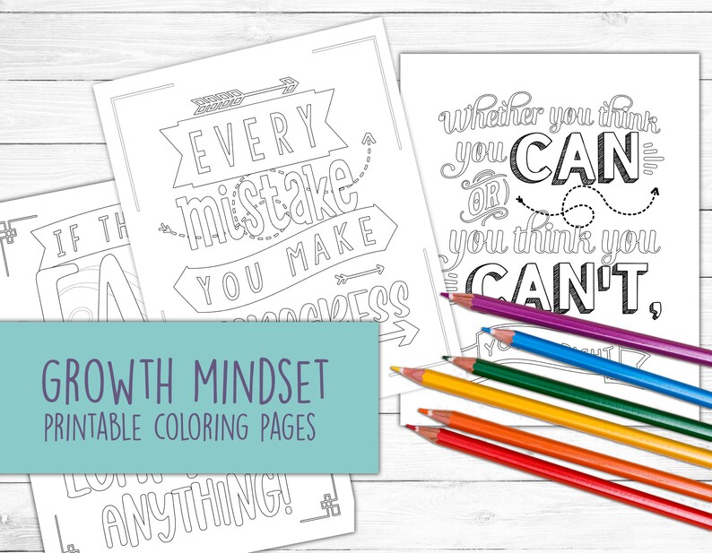 Set of 10 Growth mindset coloring pages PRINTABLE mindset | Etsy