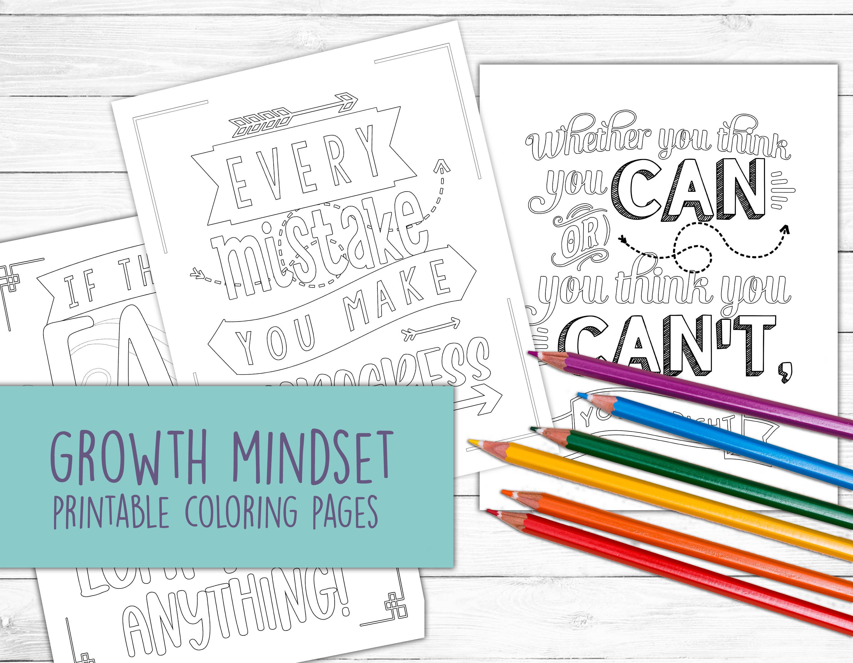 Set of 10 Growth mindset coloring pages PRINTABLE mindset | Etsy