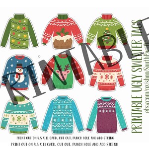 Printable Gift Tags, Ugly Sweater Tags, Christmas Tags, Printable ...