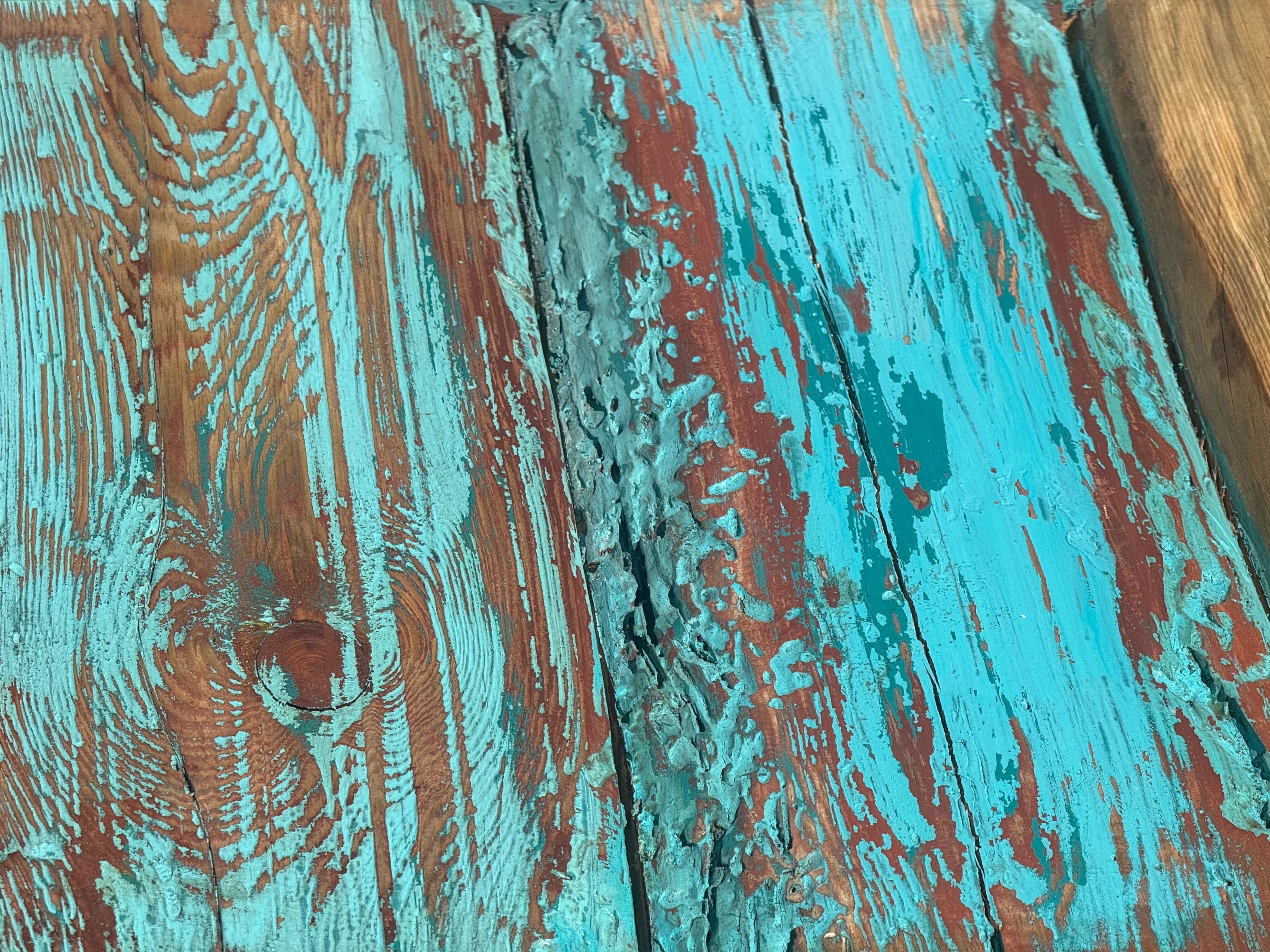 Vintage Turquoise Table, Farmhouse Oak Table, Barn Wood End Table ...