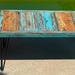 Vintage Turquoise Table, Farmhouse Oak Table, Barn Wood End Table ...