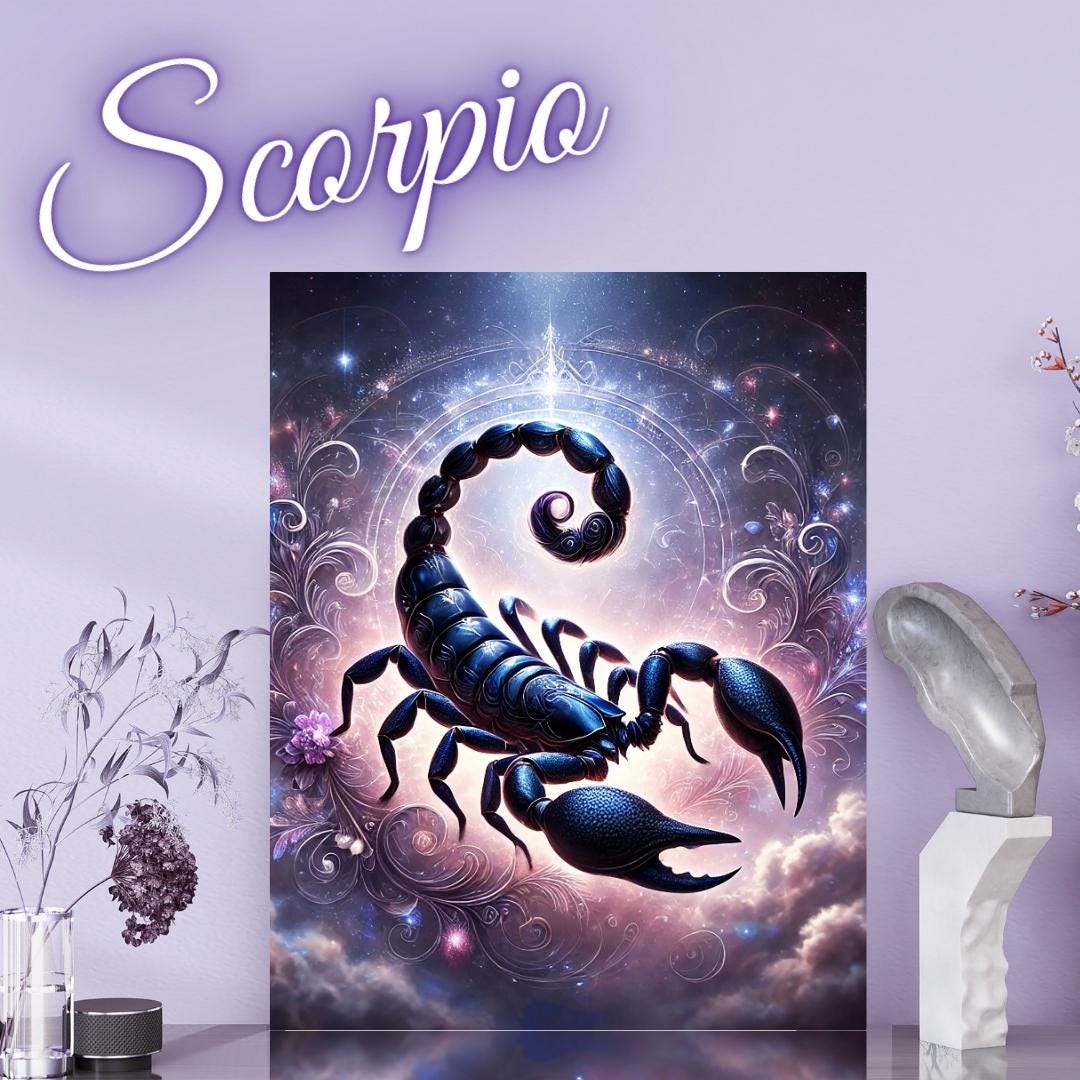 Scorpio Zodiac Art Print for Home Decor Bathroom Original Art Magical ...