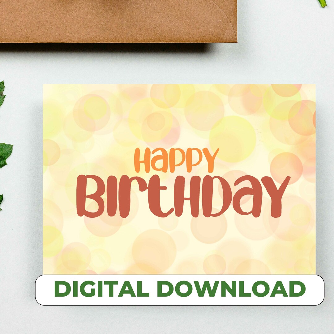 Printable Yellow Birthday Card Birthday Card Digital Card Mom Birthday ...