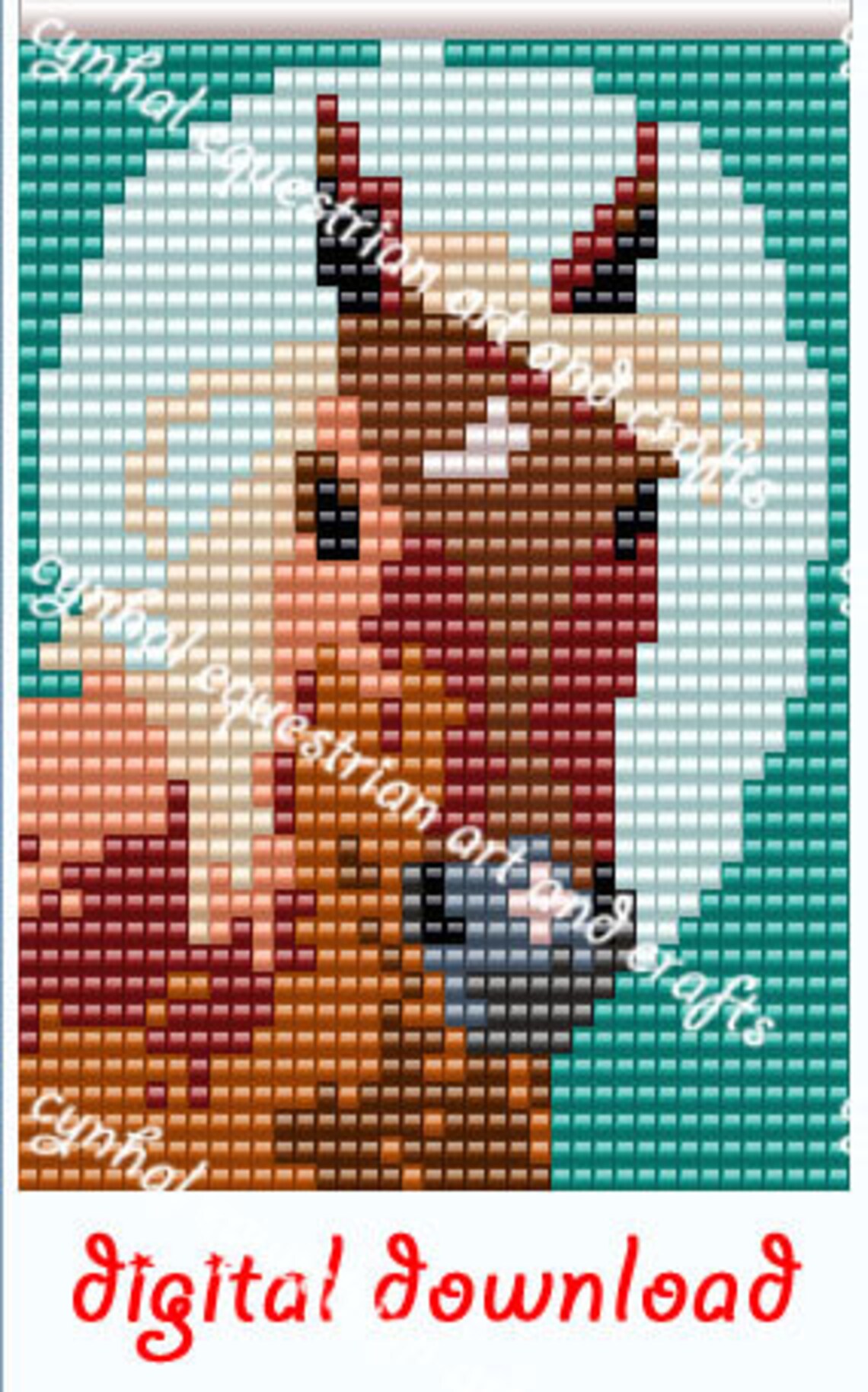 Horse Portrait Bead Loom Pattern Little Red Horse Loom | Etsy