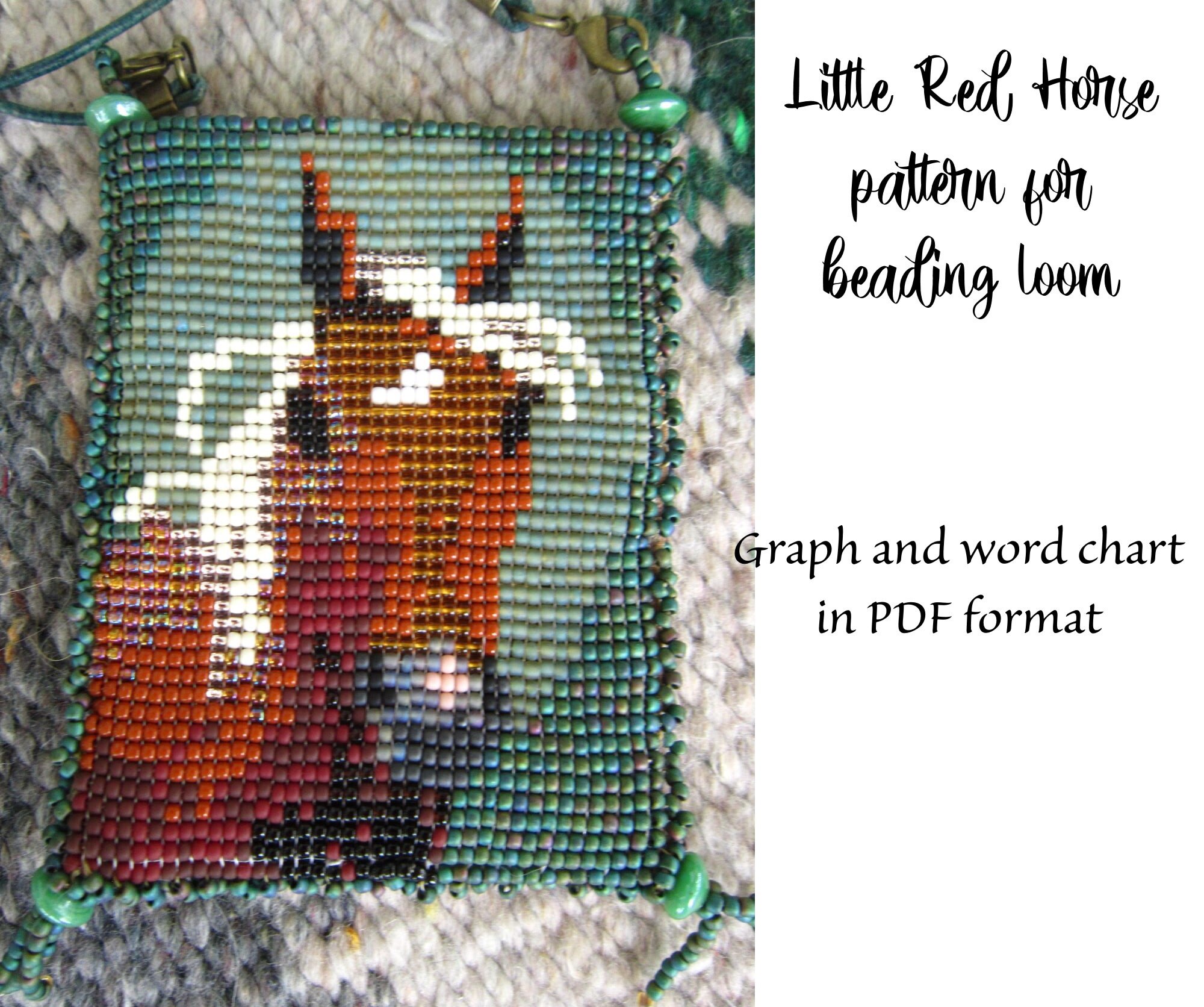 Horse Portrait Bead Loom Pattern: Little Red Horse Design (digital ...