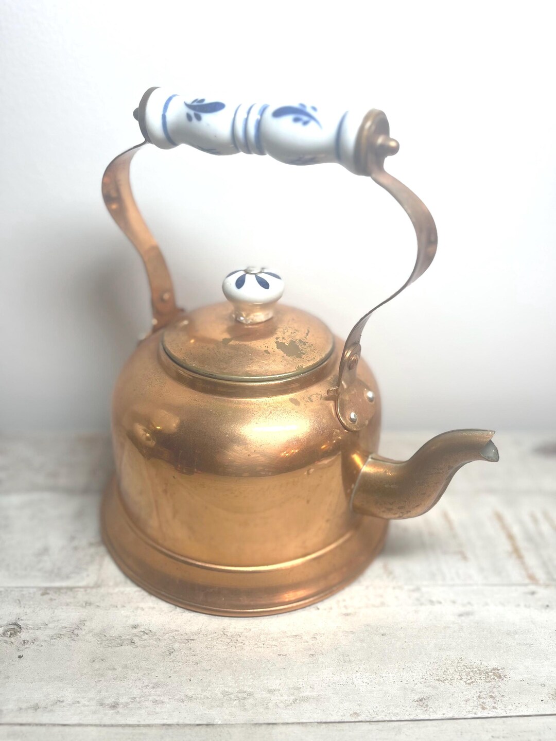 Copper Teapot With Delft Style Handle and Knob - Etsy