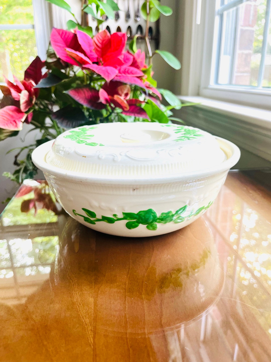 Vintage Homer Laughlin Oven Proof USA Covered Dish With Green Design - Etsy