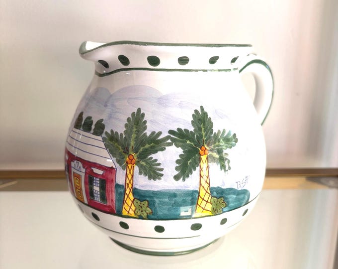 Barbara Finsness Pitcher – Bermuda Cottage Design (2003) | Hand-painted ...
