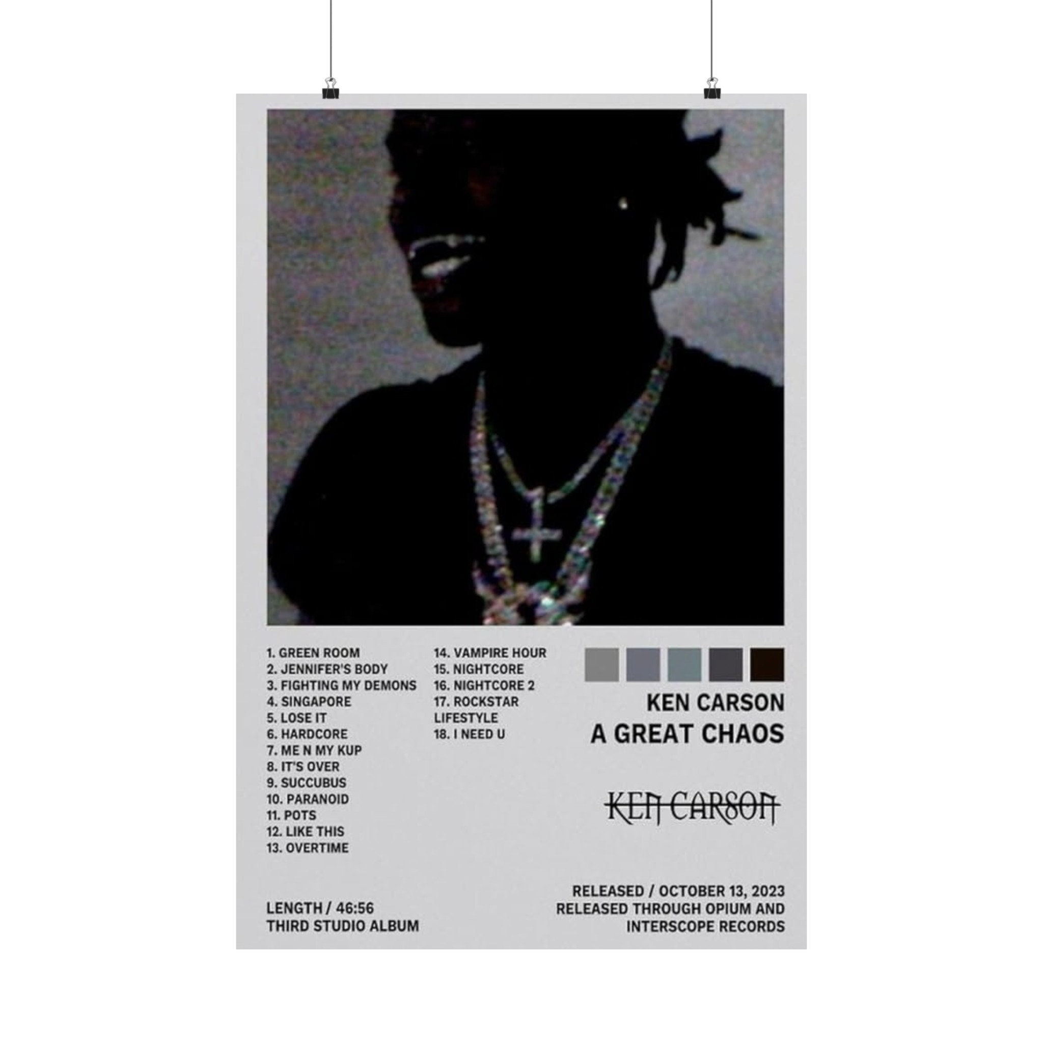 Ken Carson A Great Chaos Album Cover Matte Vertical Posters - Etsy