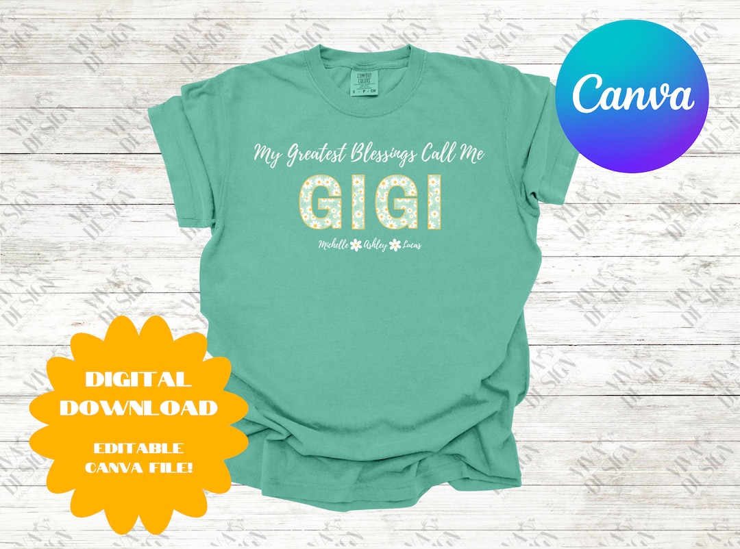 Customizable Gigi Design W/ Grandkid Names, Canva Template ...