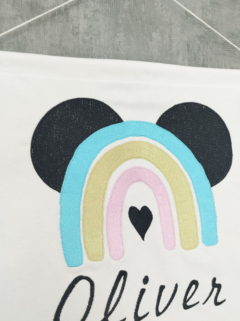 Newborn Announcement Sign, Personalized Embroidered Baby Wall Hanging ...