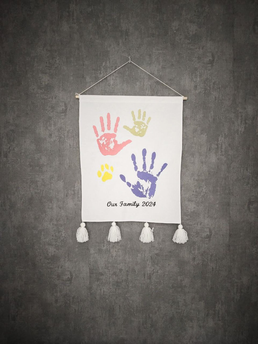 Big Custom Family Handprint Banner - Personalized Embroidered Keepsake ...