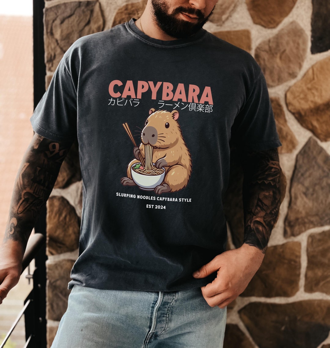 Ramen Bowl Capybara Shirt, Kawaii Clothes, Japanese Streetwear ...