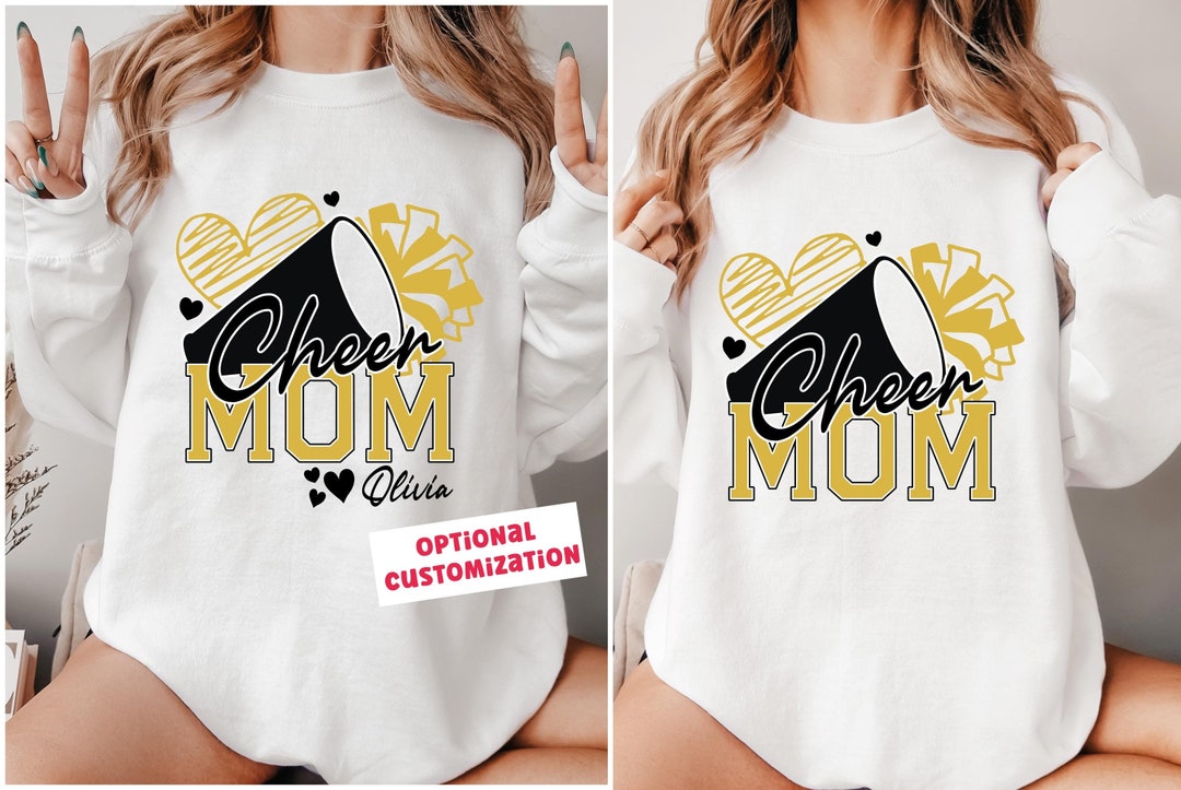 Trendy Custom Golden Letters Cheer Mom Sweatshirt Kids Name ...