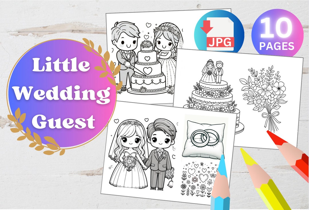 Coloring Pages for Kids,10 Pages Printable, Wedding Guest, Builds and ...