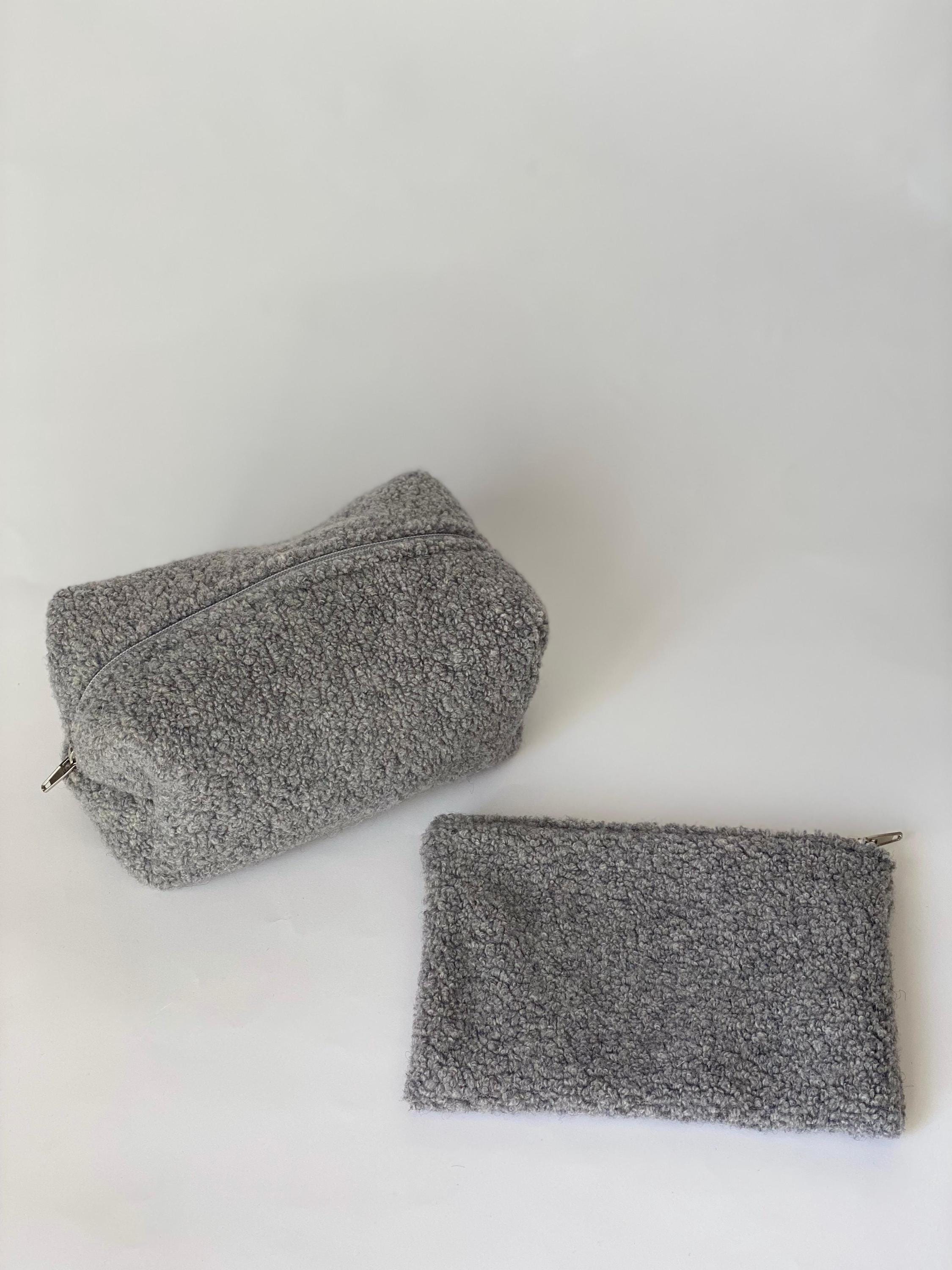 Fluffy Gray Makeup Bag - Teddy Style Travel Toiletry Case for Women - Etsy