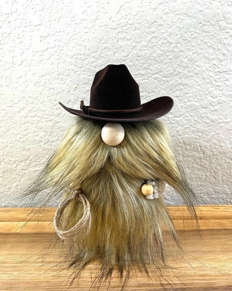 Cowboy Gnome, Handmade Gnome, Western, Home Decorations, Knit Gnome ...