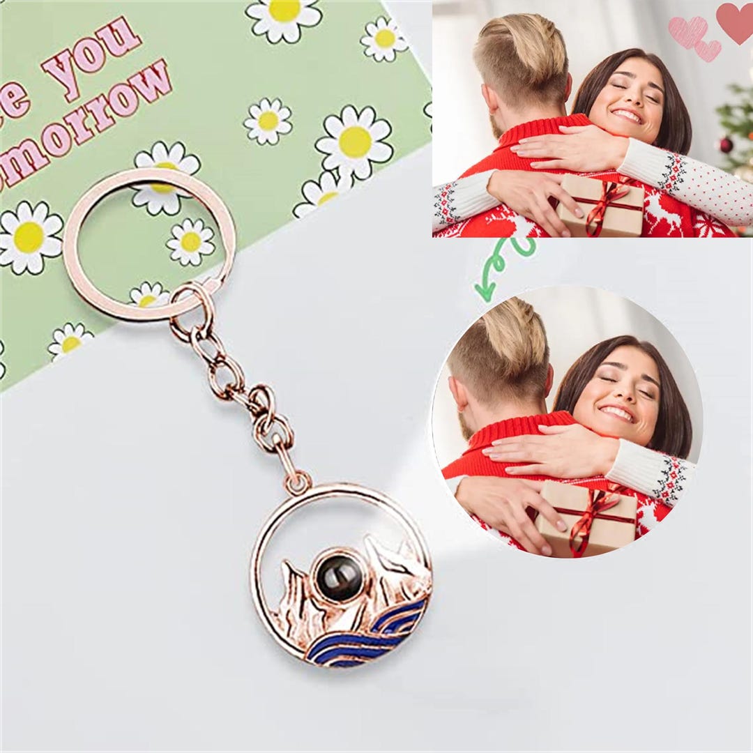 Custom Photo Projection Keychain: Personalized Couple Keepsake - Etsy