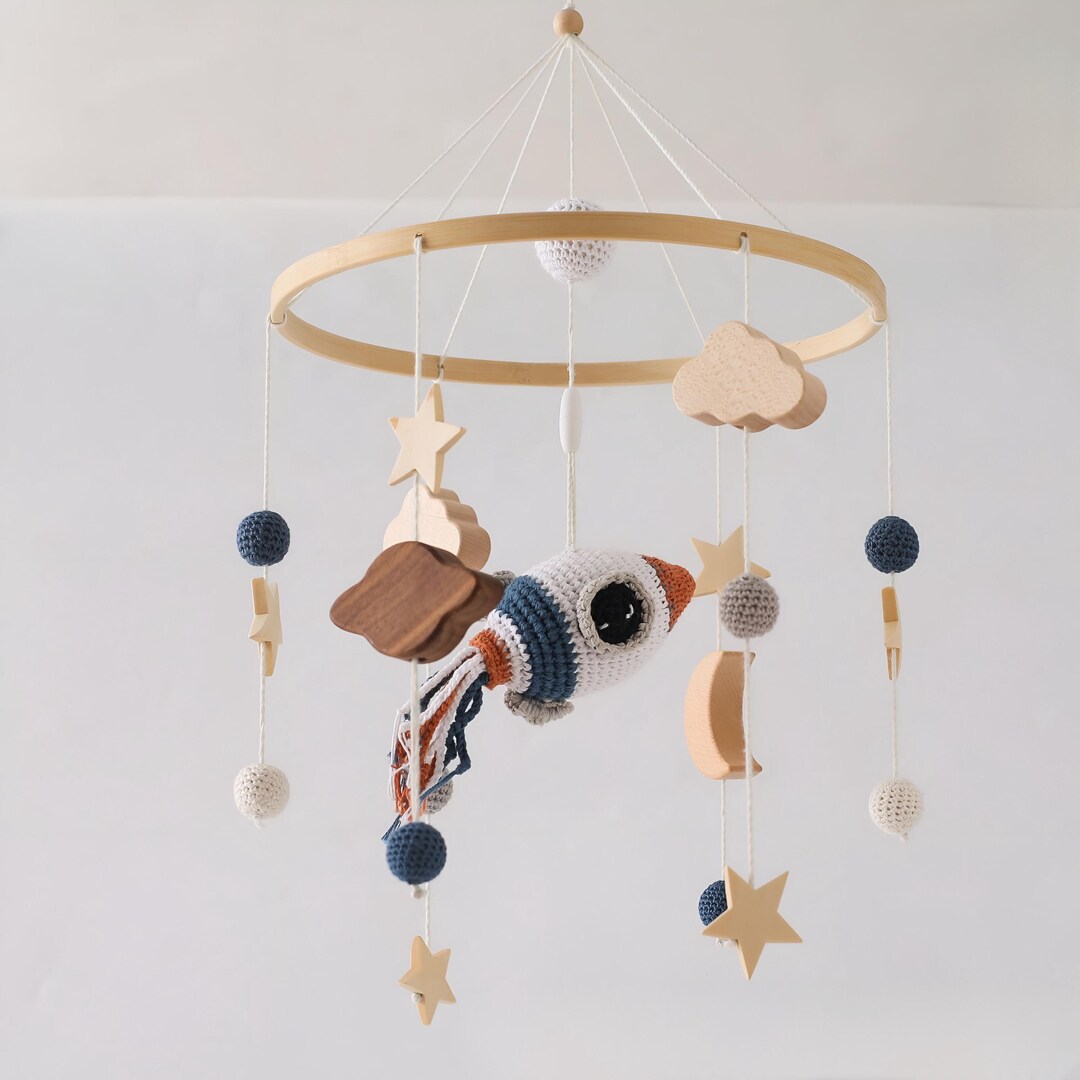 Handmade Space Baby Mobile | Rocket Ship Crib Mobile | Outer Space ...