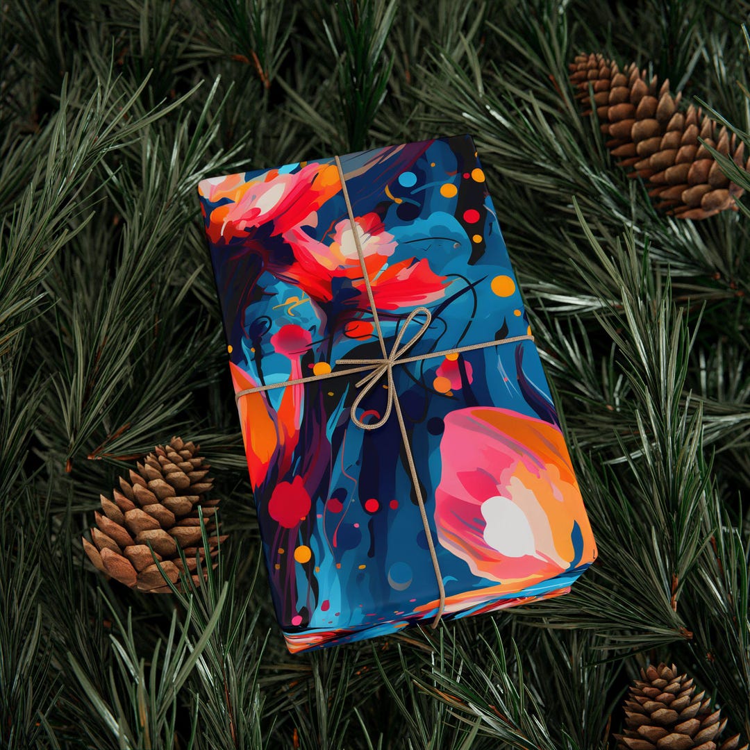 Abstract Floral Premium Wrapping Paper Roll - Eco Friendly Gift Wrap ...