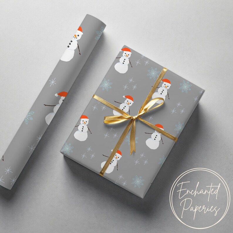 Snowman/snowflake Premium Wrapping Paper Roll - Eco Friendly Gift Wrap ...