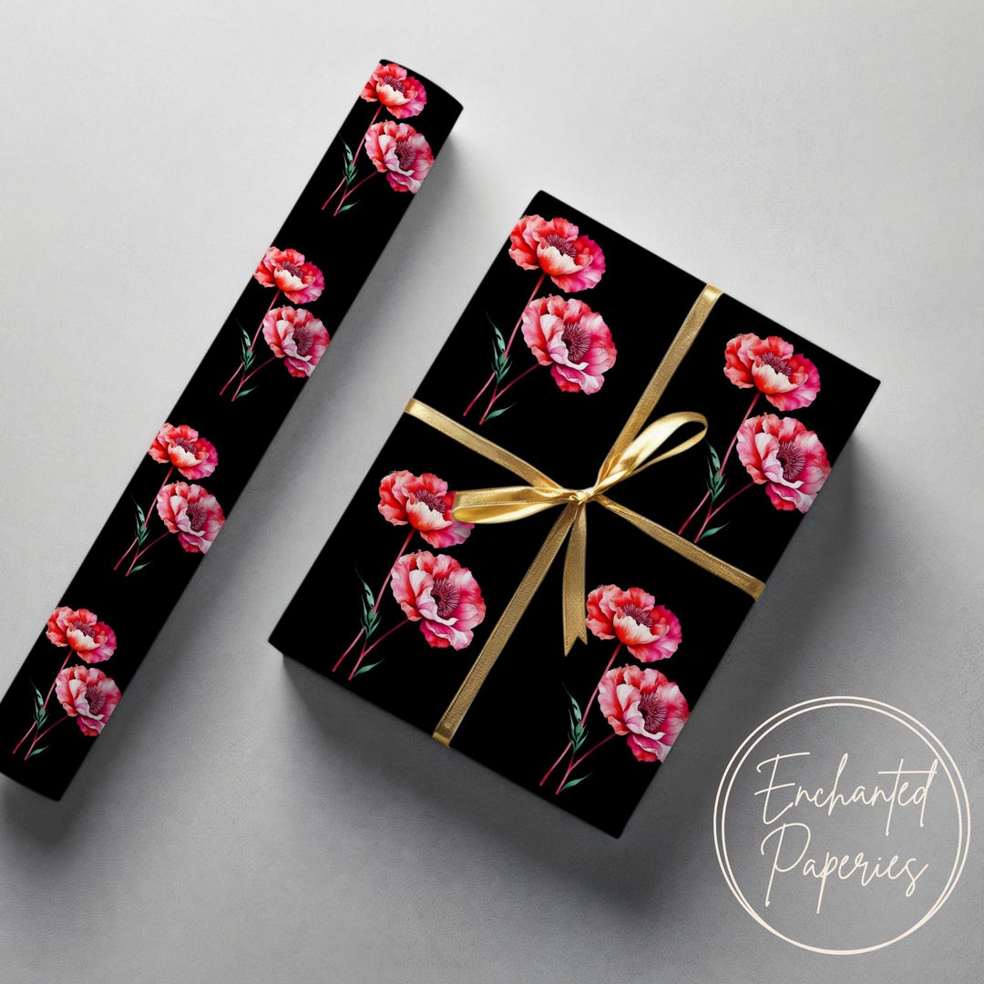 Red Garnet Carnation Premium Wrapping Paper Roll - Eco Friendly Gift ...