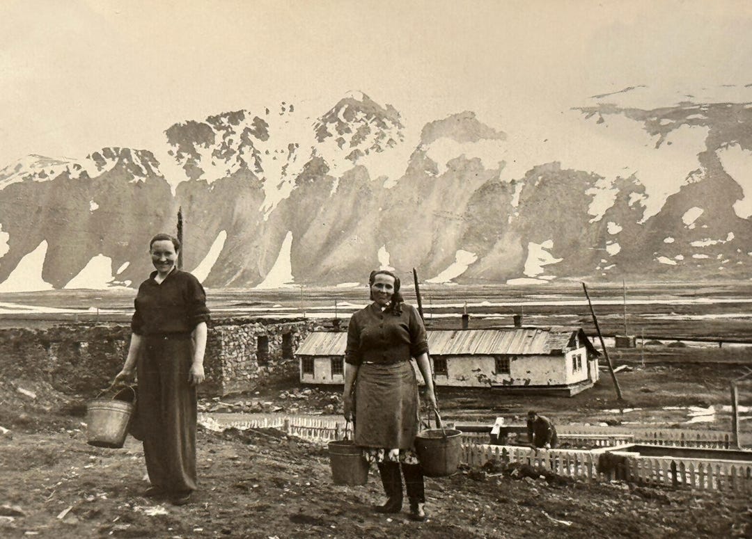1950s Far North Two Working Women With Buckets Portrait Black and White ...