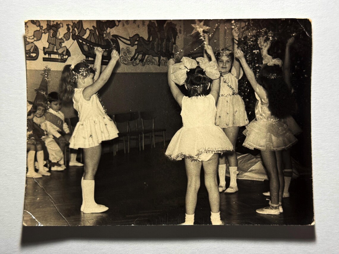 Vintage 1960s Girls Christmas Dance Party Photo | Holiday Celebration ...
