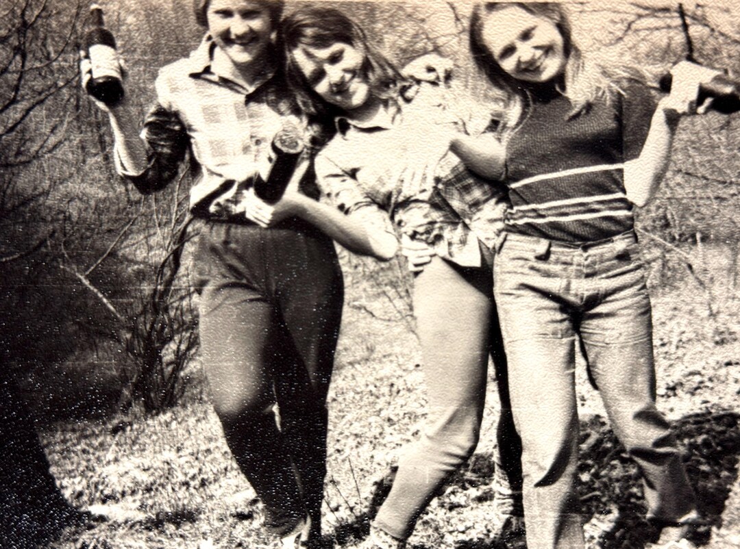 1960s Vintage Babe Female Photo Drinking Alcohol From Bottle Three ...